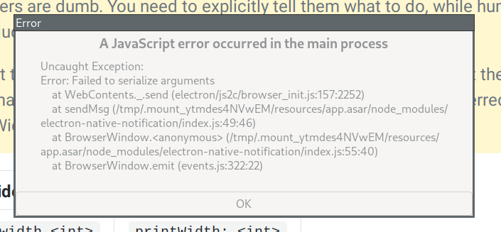 JavaScript Errors: electron-native-notification, js2c · Issue #367 · ytmdesktop/ytmdesktop · GitHub