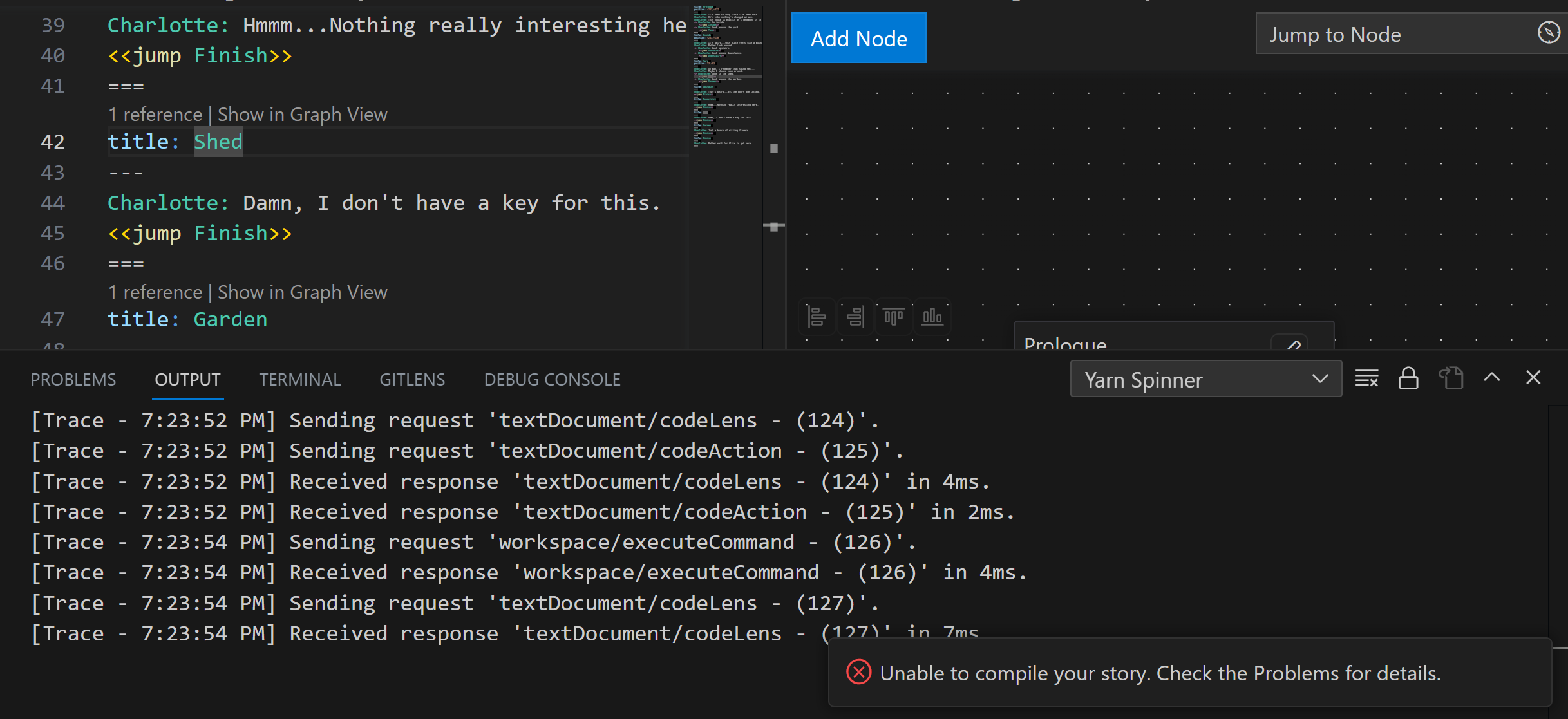 Preview Dialogue fails without error message · Issue #38 · YarnSpinnerTool/VSCodeExtension · GitHub