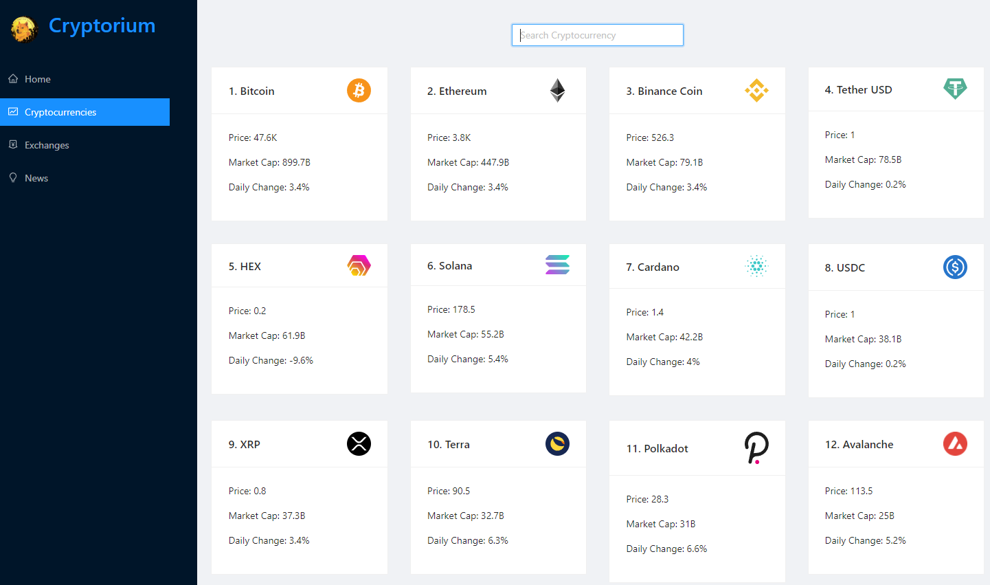 GitHub - OzerOzturk/Cryptorium: Cryptocurrency App with Redux toolkit, Ant Desing, API