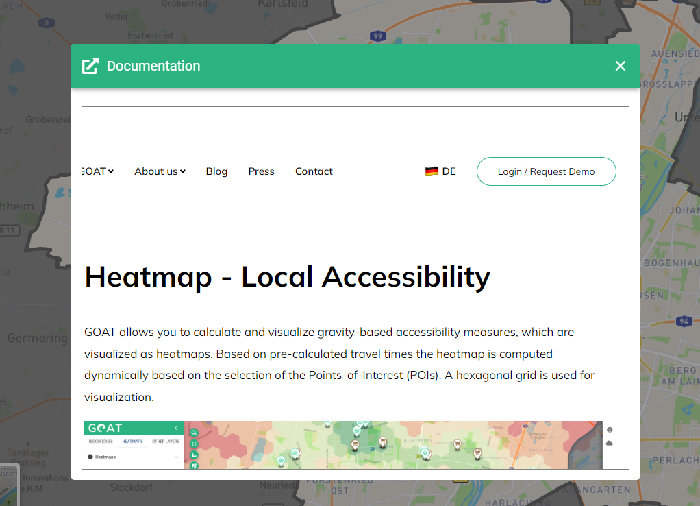 Fix bug with documentation iframe · Issue #1626 · goat-community/goat · GitHub