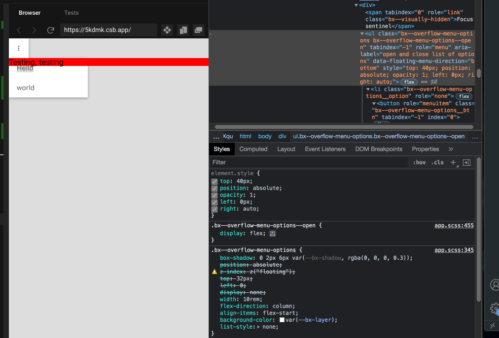 [Bug]: the z-index for OverflowMenu in @carbon/styles isn't set correctly · Issue #10105 ...