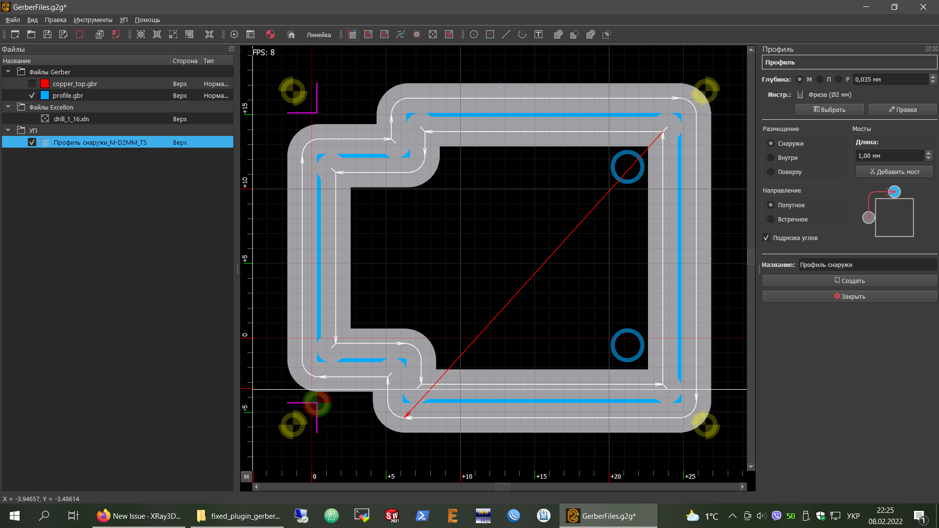 УП Профиль обрезка платы создает код как внутри profile так и снаружи · Issue #74 · XRay3D ...