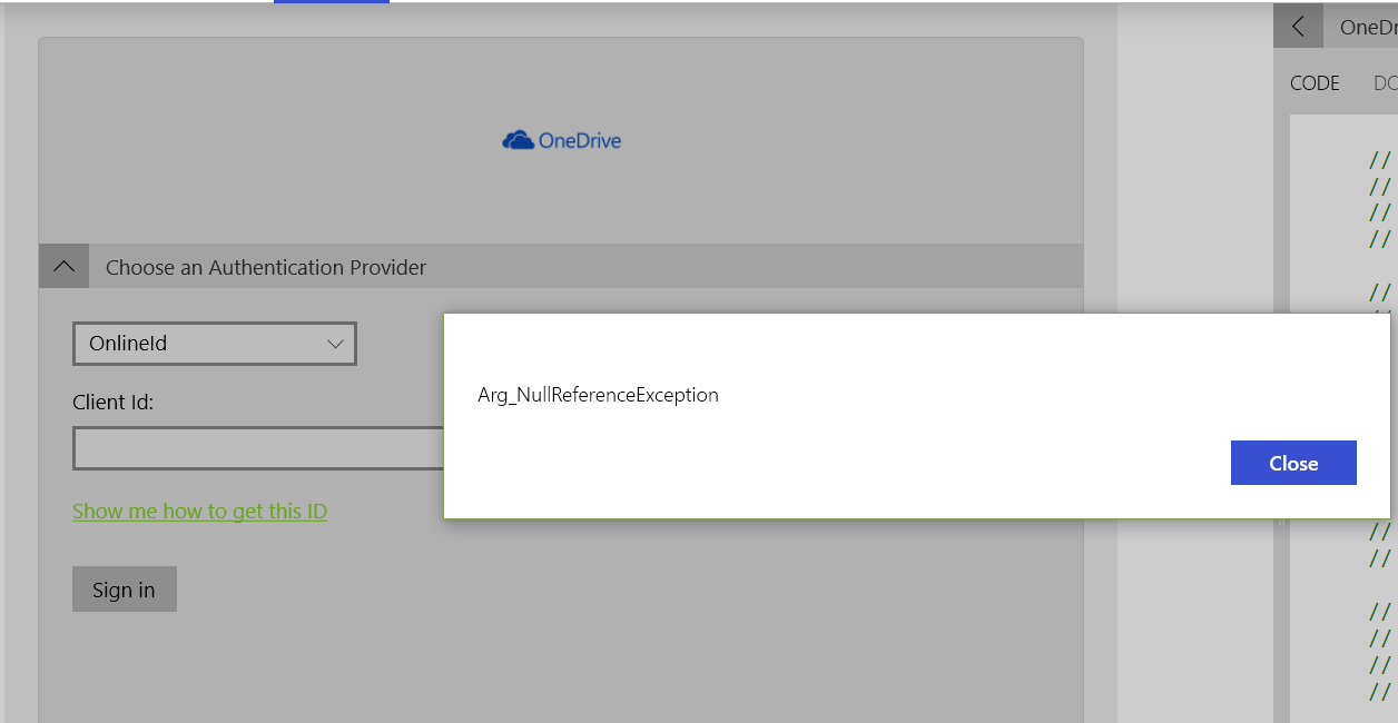 NullReferenceException thrown by await OneDriveService.Instance.RootFolderAsync(); · Issue #1529 ...