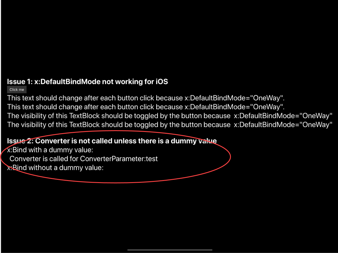 x:Bind Converter needs a dummy value to be called on iOS · Issue #2694 · unoplatform/uno · GitHub