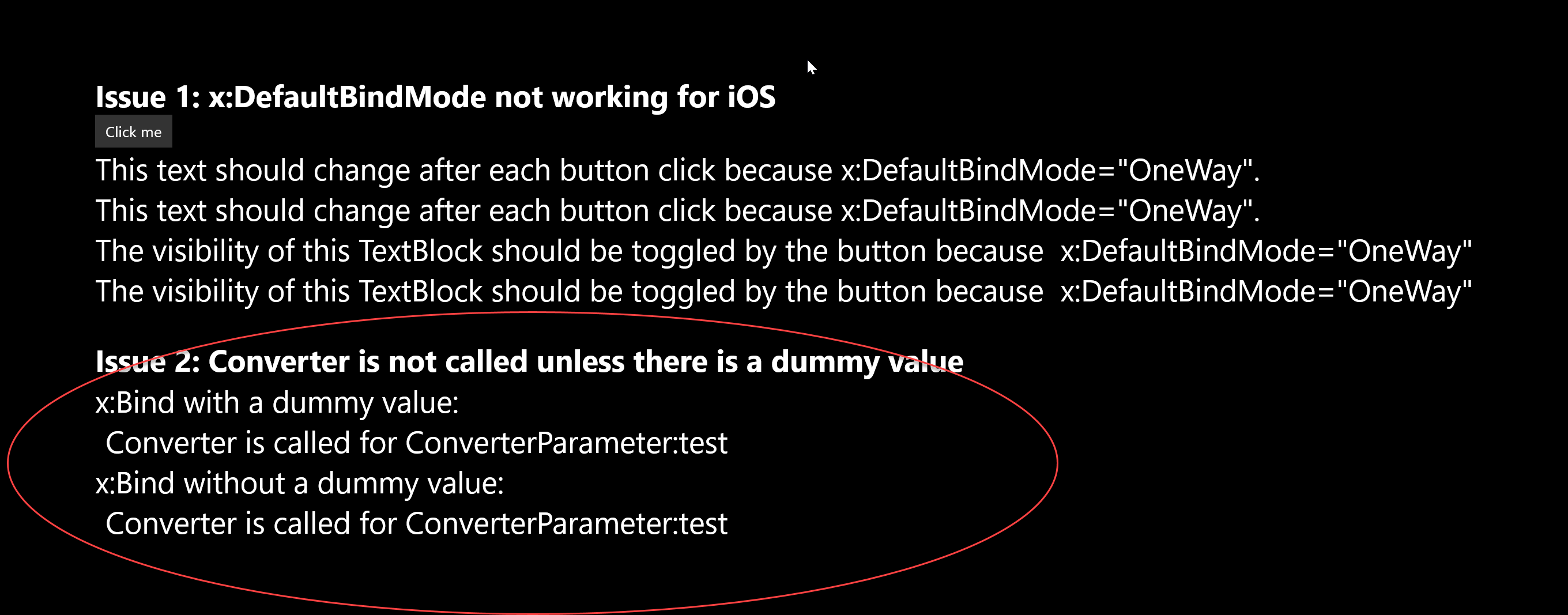 x:Bind Converter needs a dummy value to be called on iOS · Issue #2694 · unoplatform/uno · GitHub