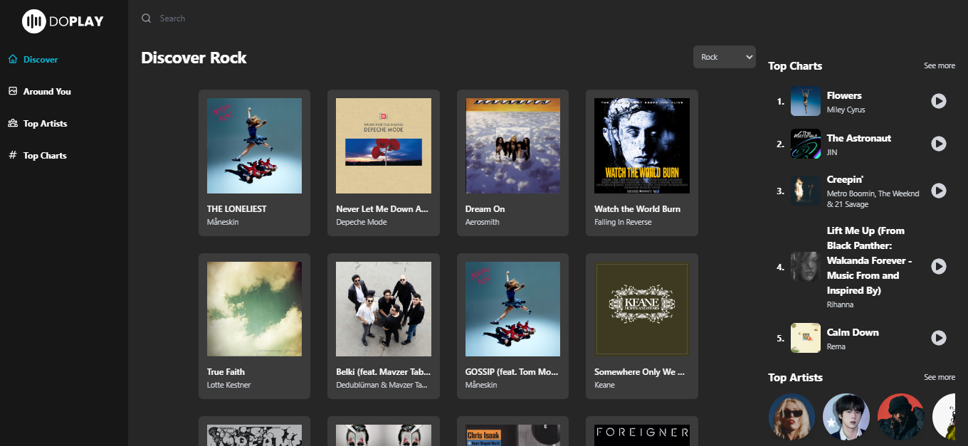 GitHub - vreyesg26/Doplay: Music app made with React.js, Redux and ...