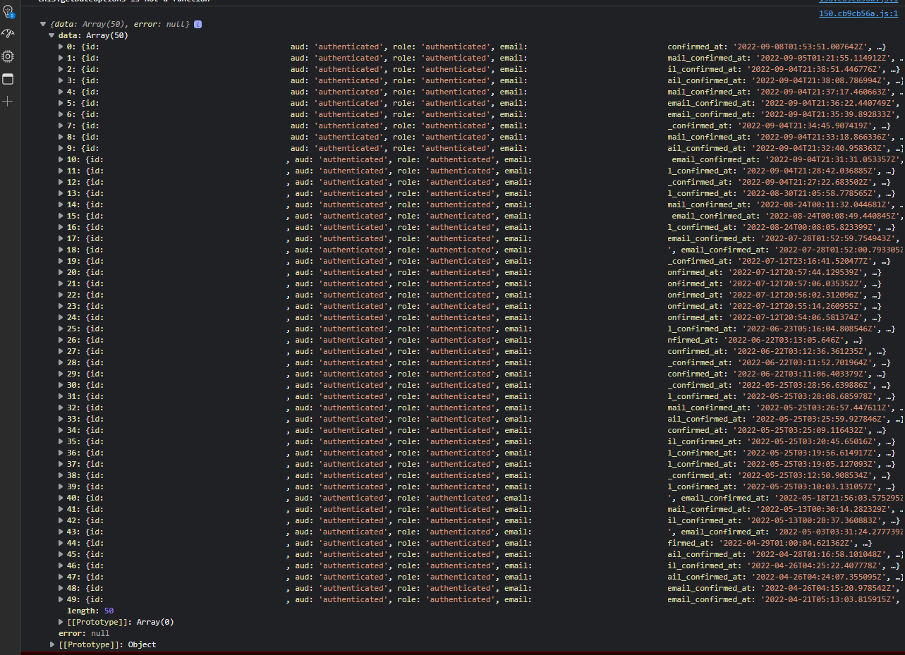 List Users Method only returns an array with a fixed length. · supabase · Discussion #8865 · GitHub