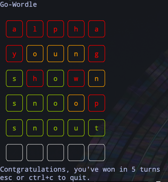 GitHub - Ttibsi/go-wordle: Wordle recreated as a GoLang TUI