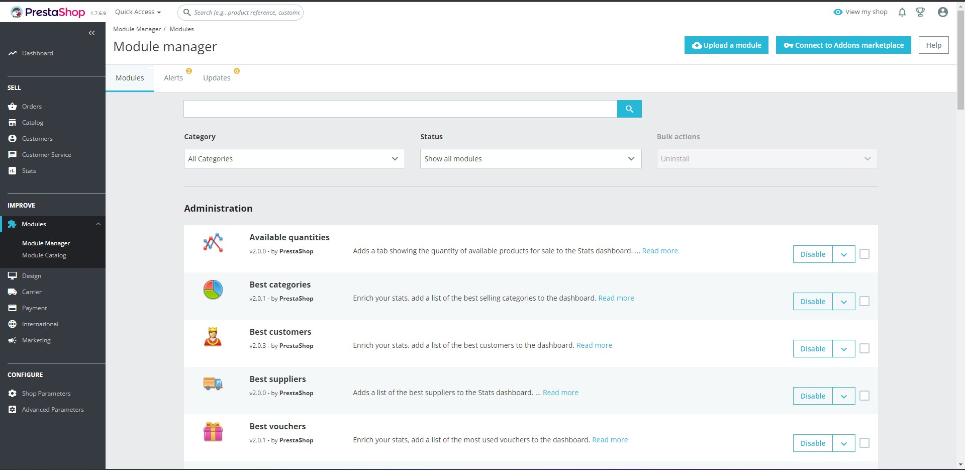 Modules page default button changed on 8.0 · Issue #30101 · PrestaShop ...