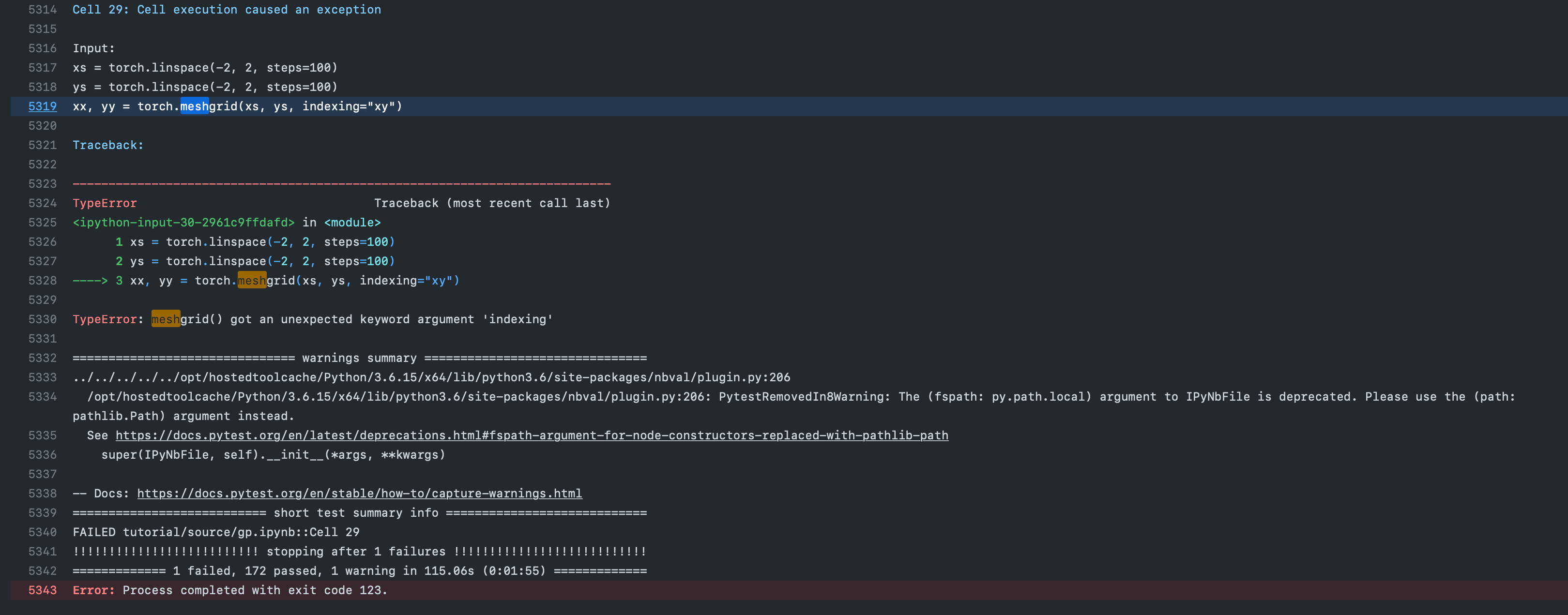 [CI] `torch.meshgrid` having new default indexing in 1.10.0 (CI server currently installs 1.9.0 ...