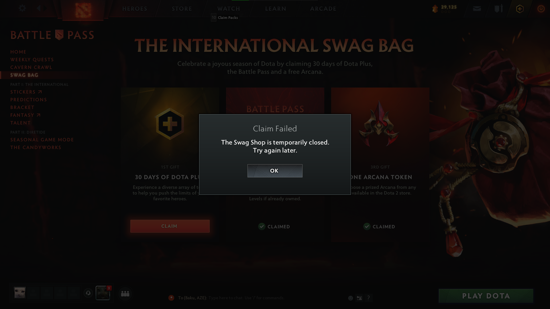 Did not get my arcana item from 'swag bag' rewards · Issue #4172 · ValveSoftware/Dota2-Gameplay ...