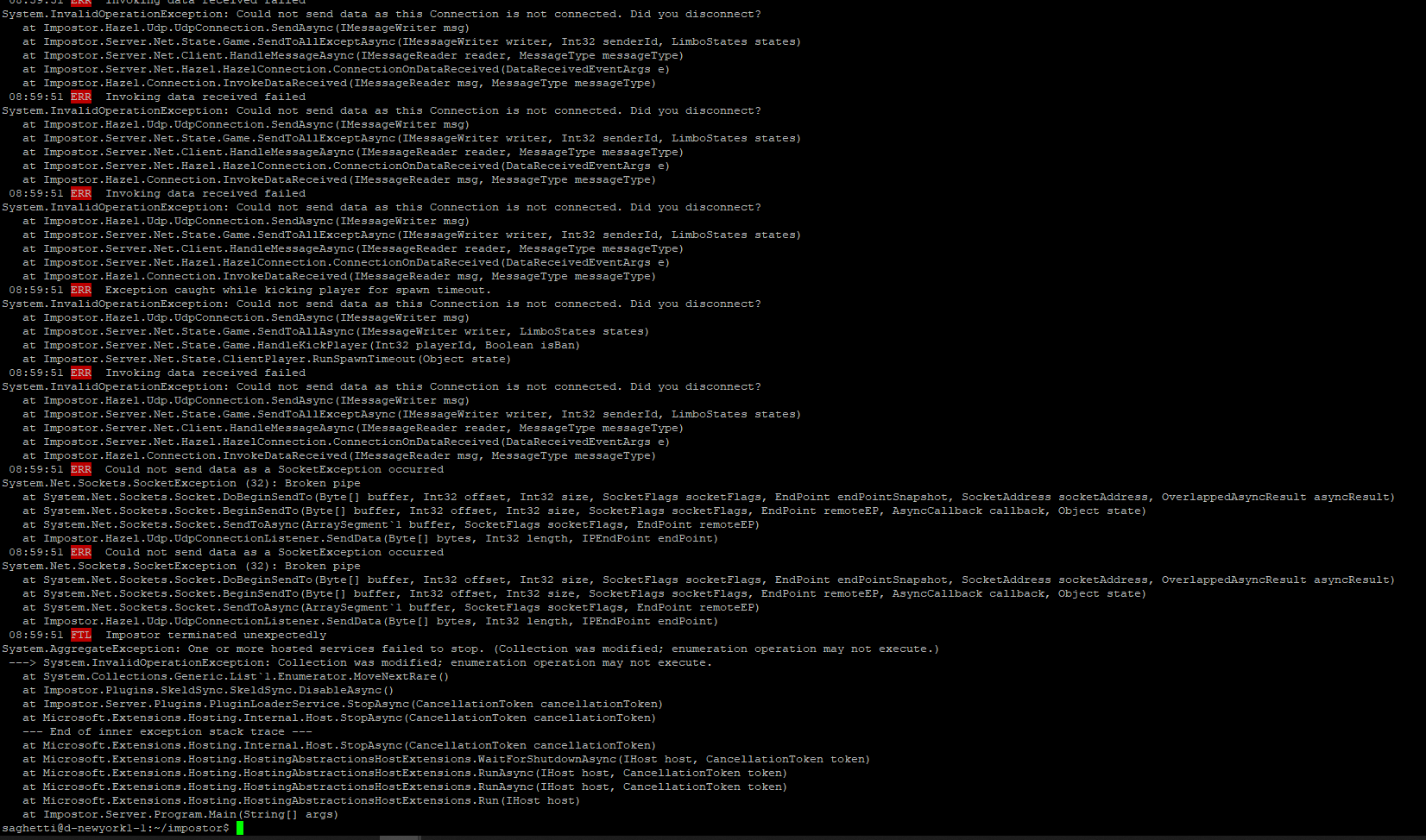 Ctrl+C doesn't properly shut down services when players are connected · Issue #193 · Impostor ...