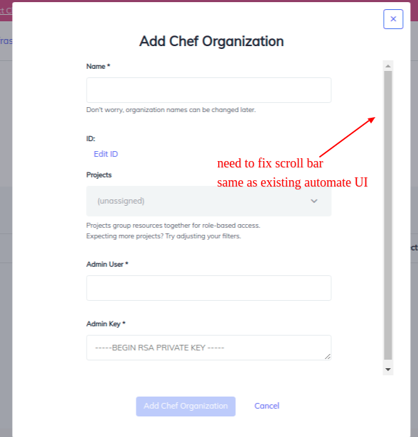 In Add Chef Organization Update the Scroll bar CSS as per the automate UI · Issue #4623 · chef ...
