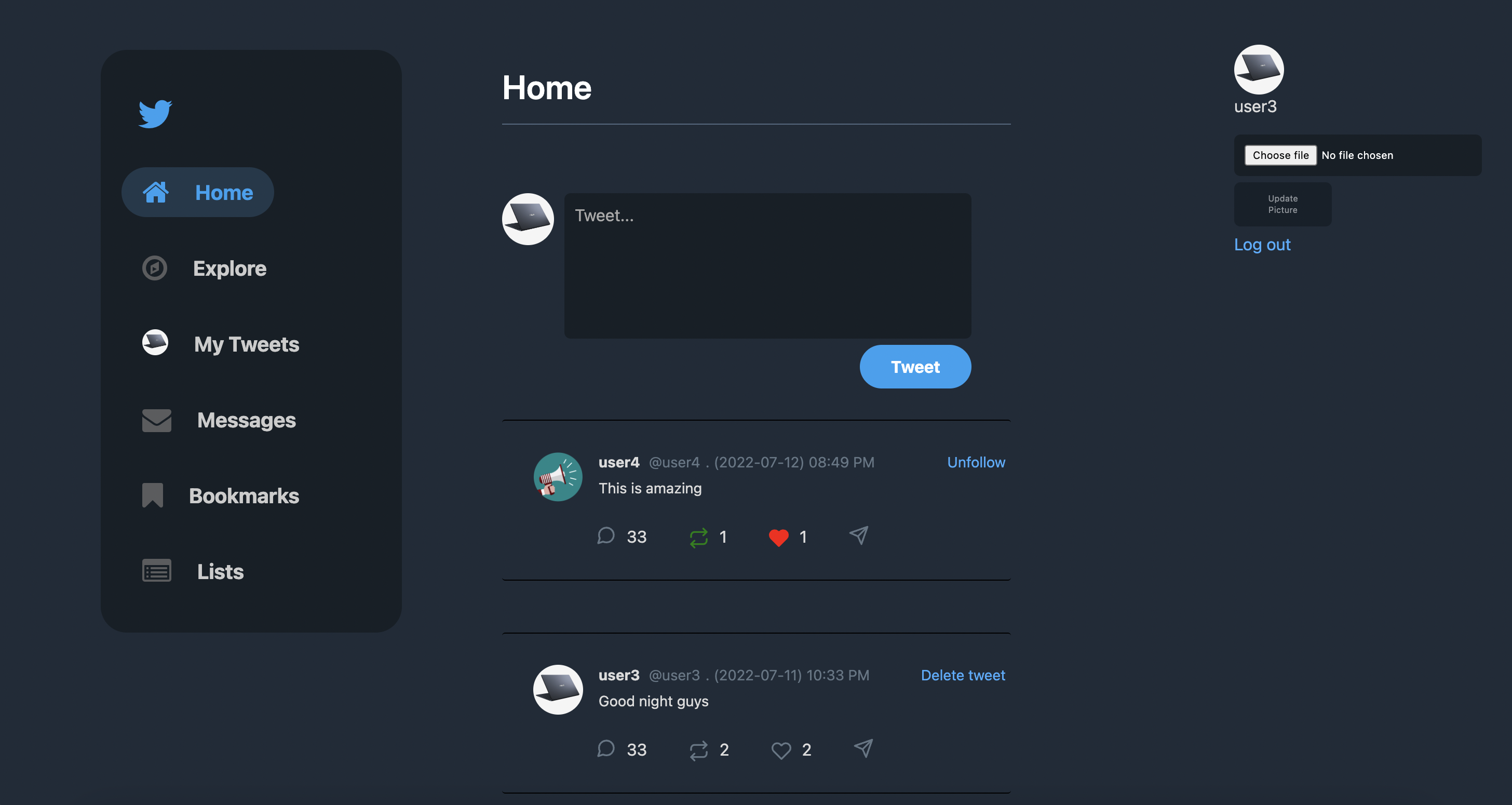 GitHub - hueiiming/Twitter_Clone: Twitter clone Web Application using ...