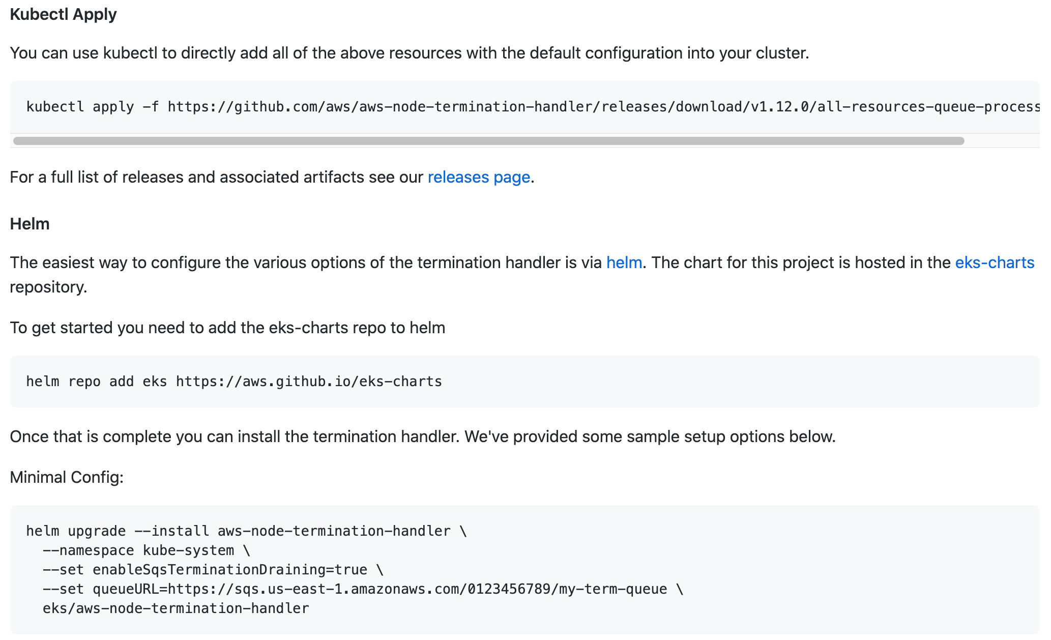 Queue Process Docs Dont Describe Non Helm Config · Issue 346 · Awsaws Node Termination