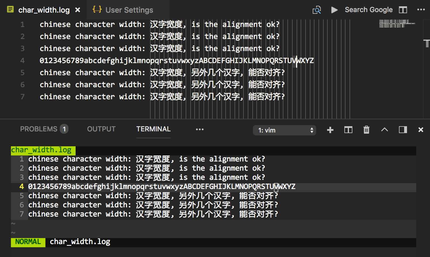 Double Width Characters Alignment Issue · Issue 47983 · Microsoftvscode · Github 
