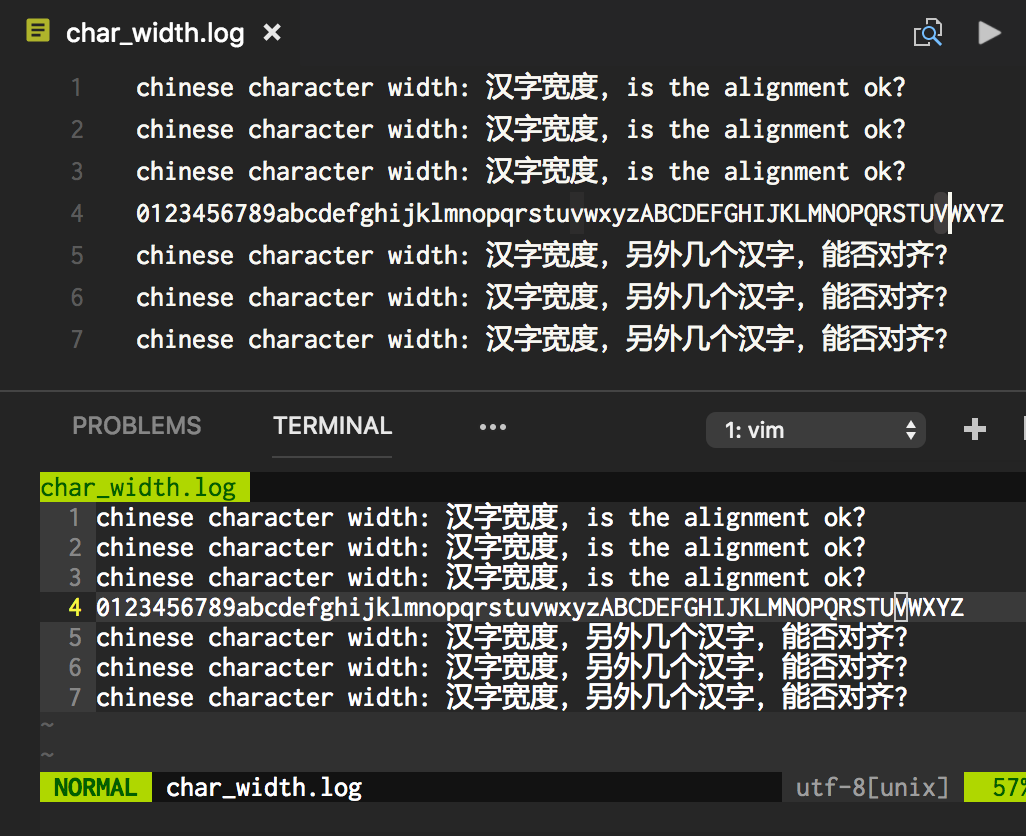 double-width characters alignment issue · Issue #47983 · microsoft/vscode · GitHub