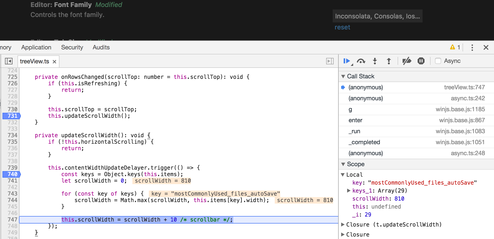 new settings editor keeps getting wider upon changing row · Issue ...