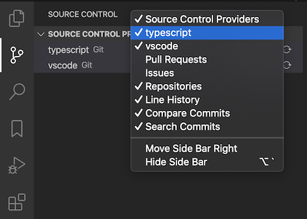 [Source Control Provider view] mixed up menu items view header context ...