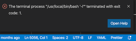 alert: The terminal process bash terminated with exit code: x · Issue #103067 · microsoft/vscode ...