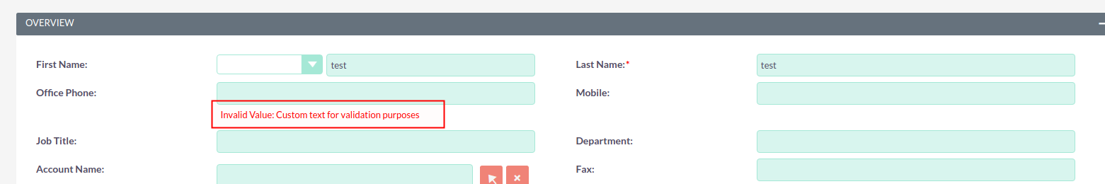 Displayed text on validation error for non-required field isn't correct ...