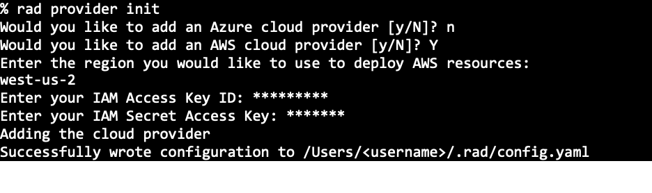 Implementation Of Interactive Experience For `rad Env Init` With Aws Credentials Cost 4hrs 