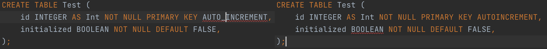 MySQL specific items(AUTO_INCREMENT, BOOLEAN) considered as errors by plugin · Issue #2432 ...