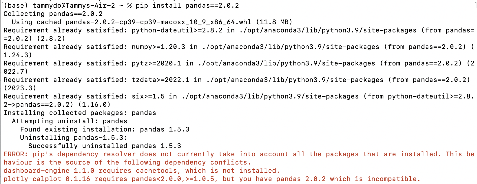 Dependent on pandas version
