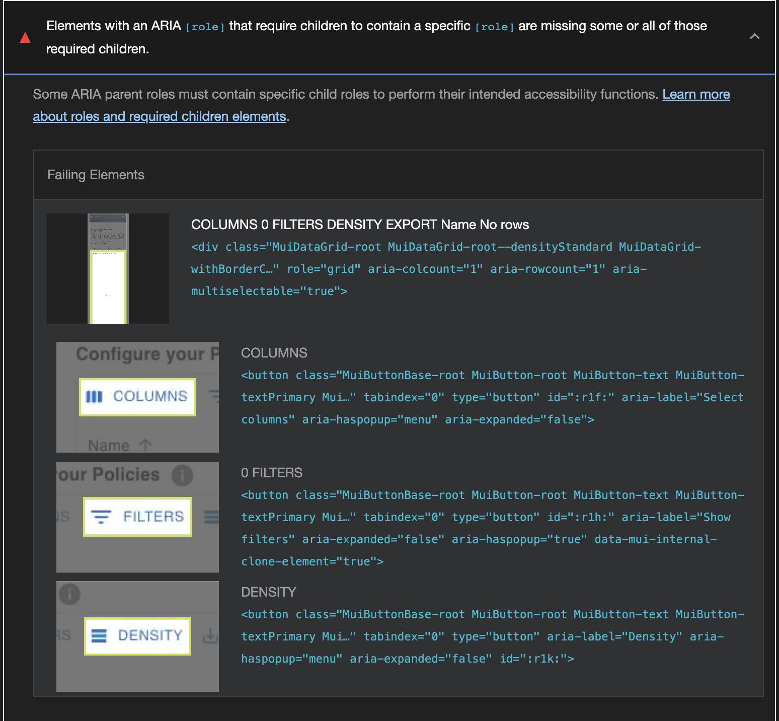 Question Datagridtoolbar Button Violating Accessibility Standards · Issue 9307 · Muimui X 