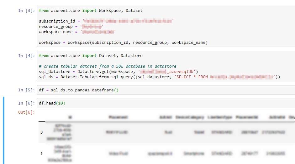Missing documentation: How to create a dataframe from an Azure SQL Database already registered ...