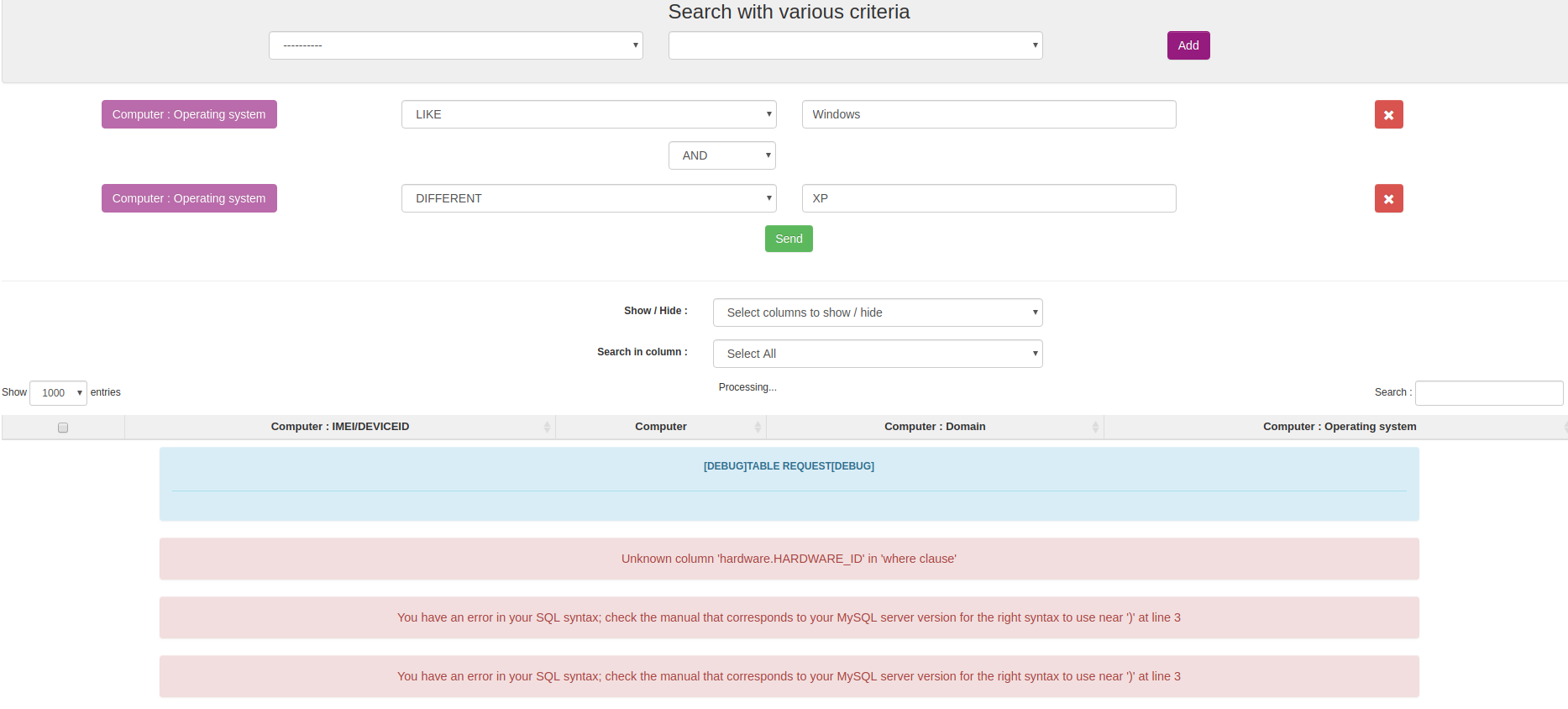 Bug Search With Varios Criteria · Issue 732 · Ocsinventory Ngocsinventory Ocsreports · Github 