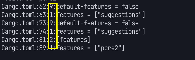 Add column end number for vimgrep · Issue #2573 · BurntSushi/ripgrep · GitHub