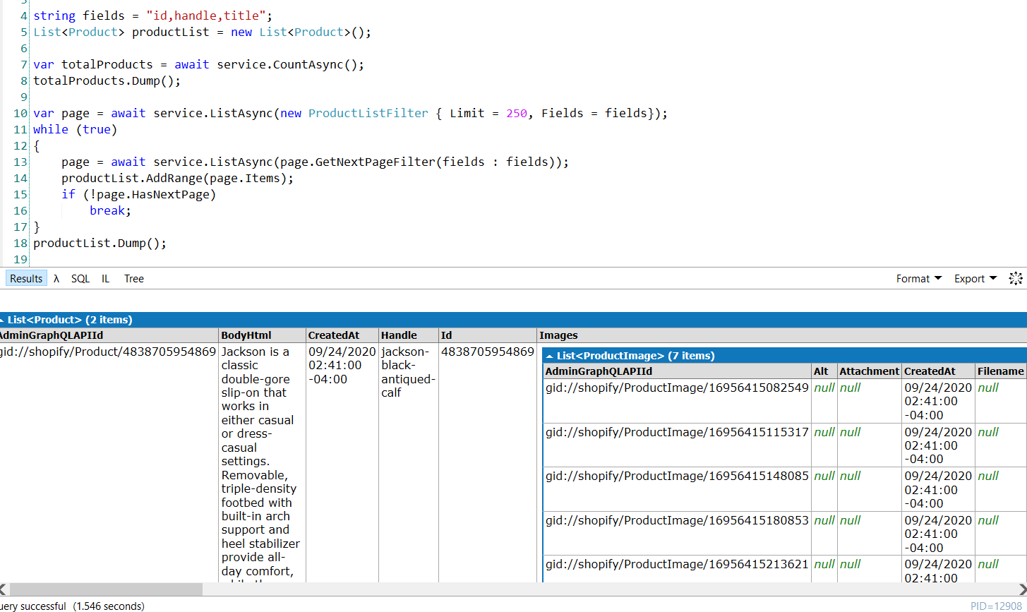 Get all products - With pagination, selected fields · Issue #576 · nozzlegear/ShopifySharp · GitHub