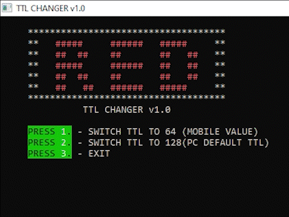 GitHub - MidnightInsomnia/TTL-CHANGER: Switch between Mobile TTL value and PC TTL value