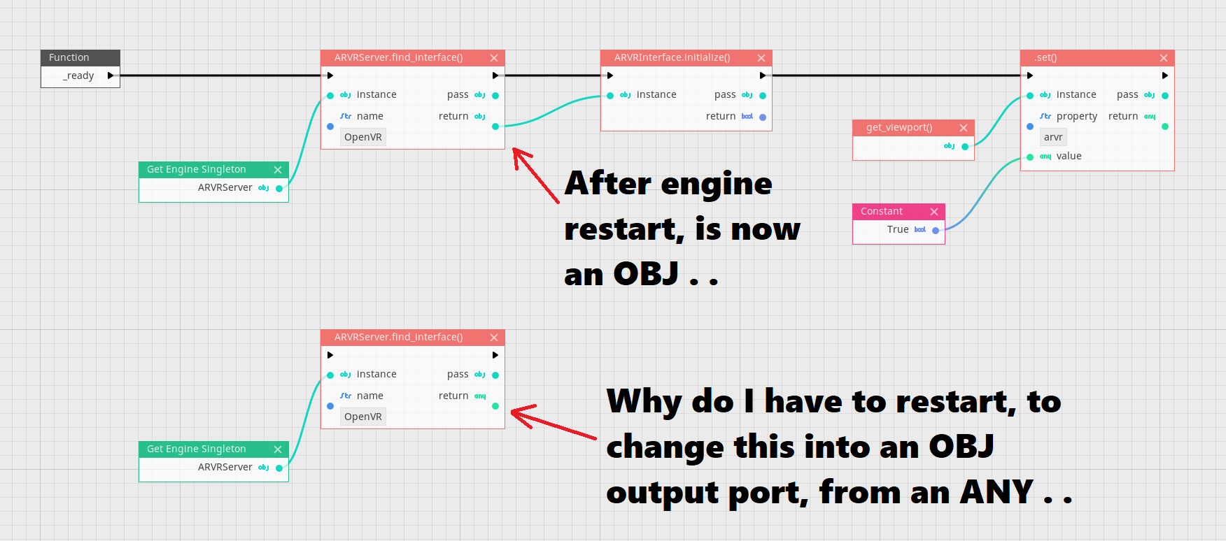 The visual script box ' find_interface() ' doesn't update when a ...