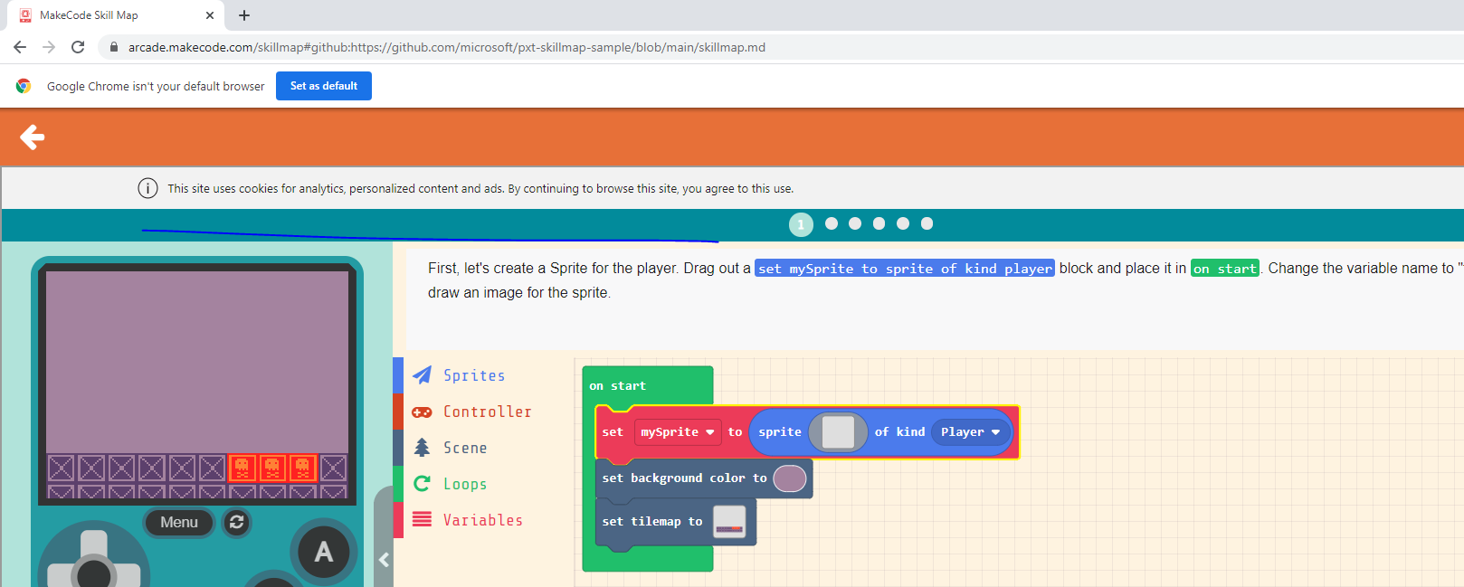 Cookie banner in skillmap · Issue #2651 · microsoft/pxt-arcade · GitHub