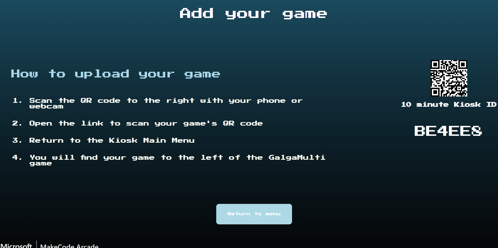Kiosk should show the url and not just QR code · Issue #5362 · microsoft/pxt-arcade · GitHub