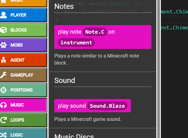 Error when playNote is dragged from javascrip toolbox · Issue #22 · microsoft/makecode-minecraft ...