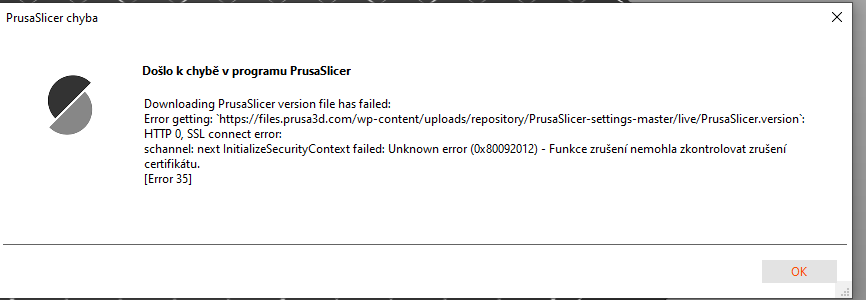 Nefunkční kontrola aktualizace · Issue #11342 · prusa3d/PrusaSlicer · GitHub