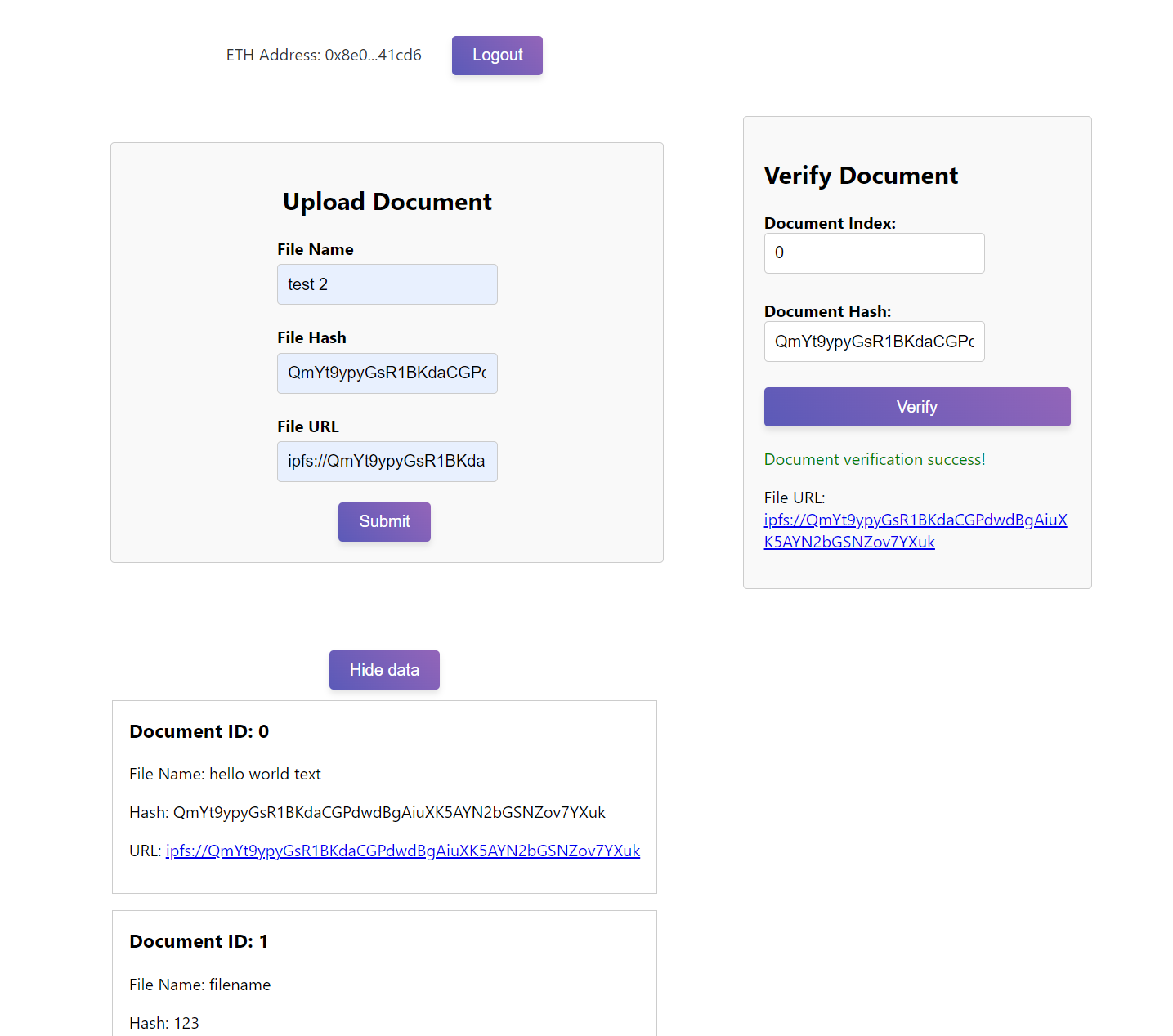 Github Dfox97 Web3 Document Verifier React Document Verify App Using