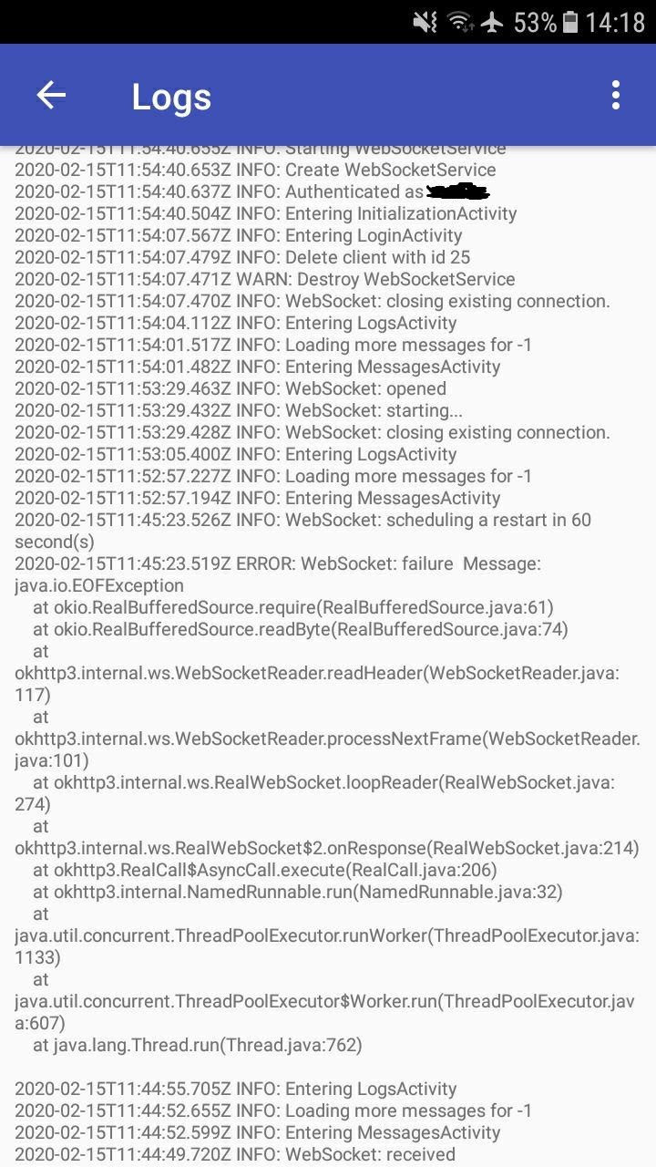 Websocket restart doesn't work after 60 sec. · Issue #101 · gotify/android · GitHub