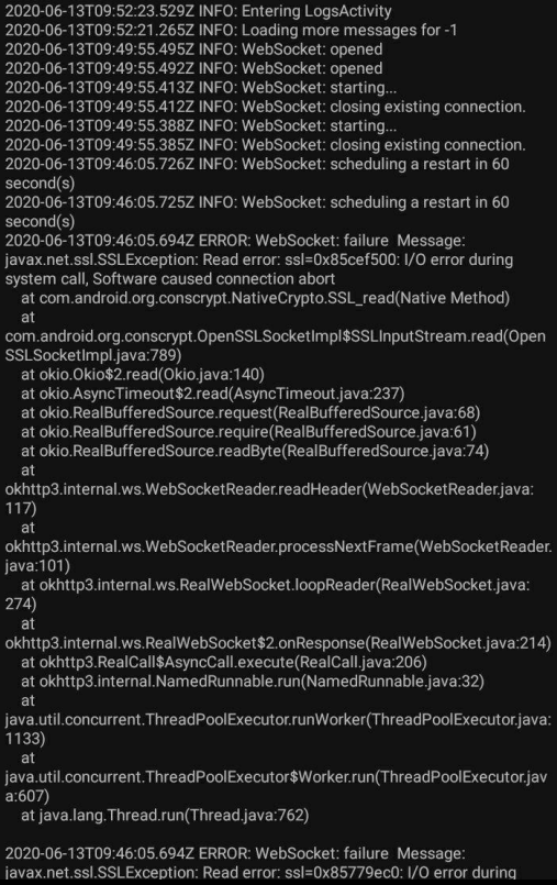 Websocket restart doesn't work after 60 sec. · Issue #101 · gotify/android · GitHub