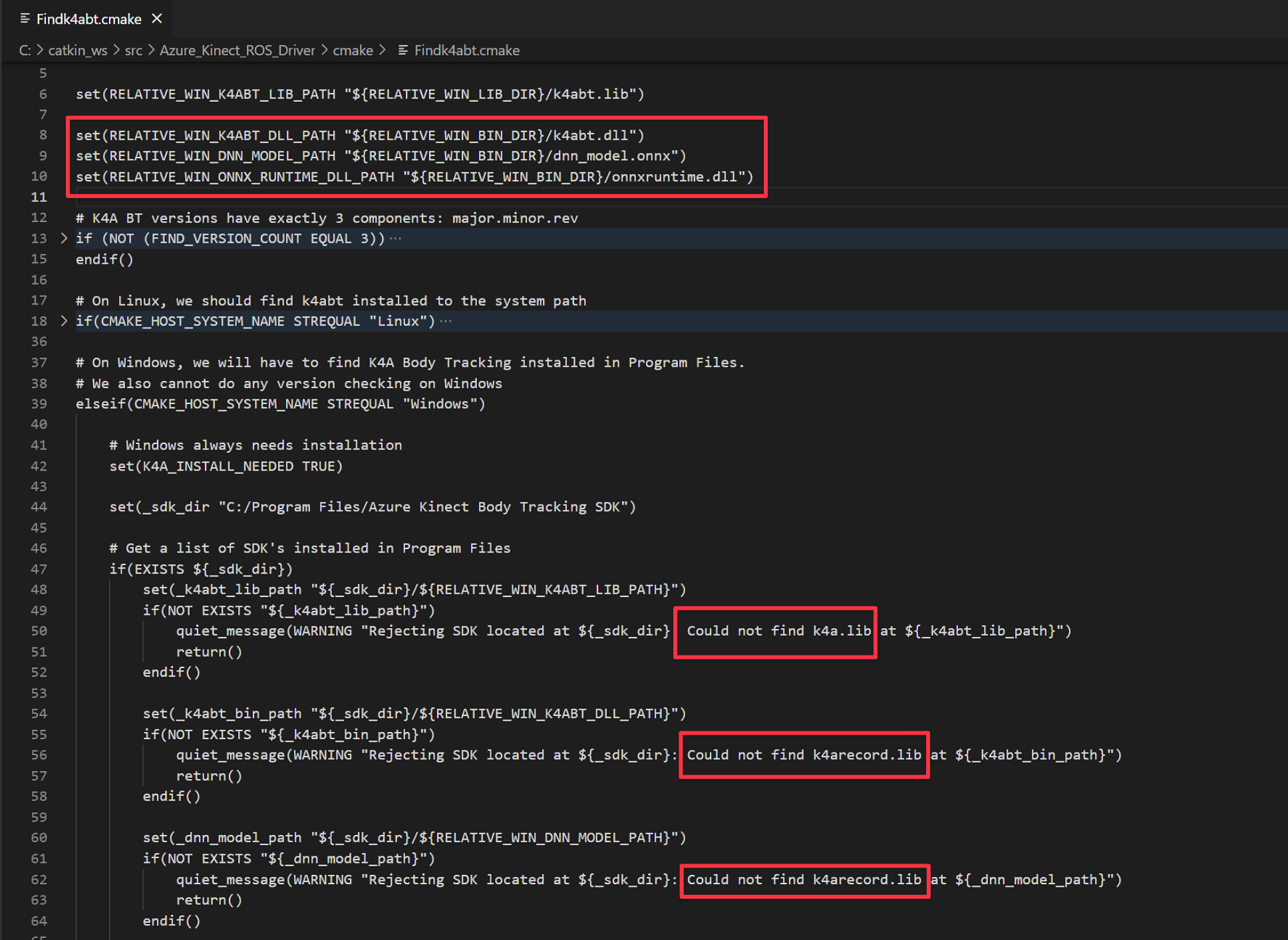 Misleading k4abt cmake message · Issue #223 · microsoft/Azure_Kinect_ROS_Driver · GitHub