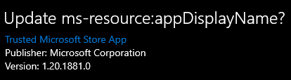 [1.5.1881] Missing appDisplayName · Issue #3429 · microsoft/winget-cli · GitHub
