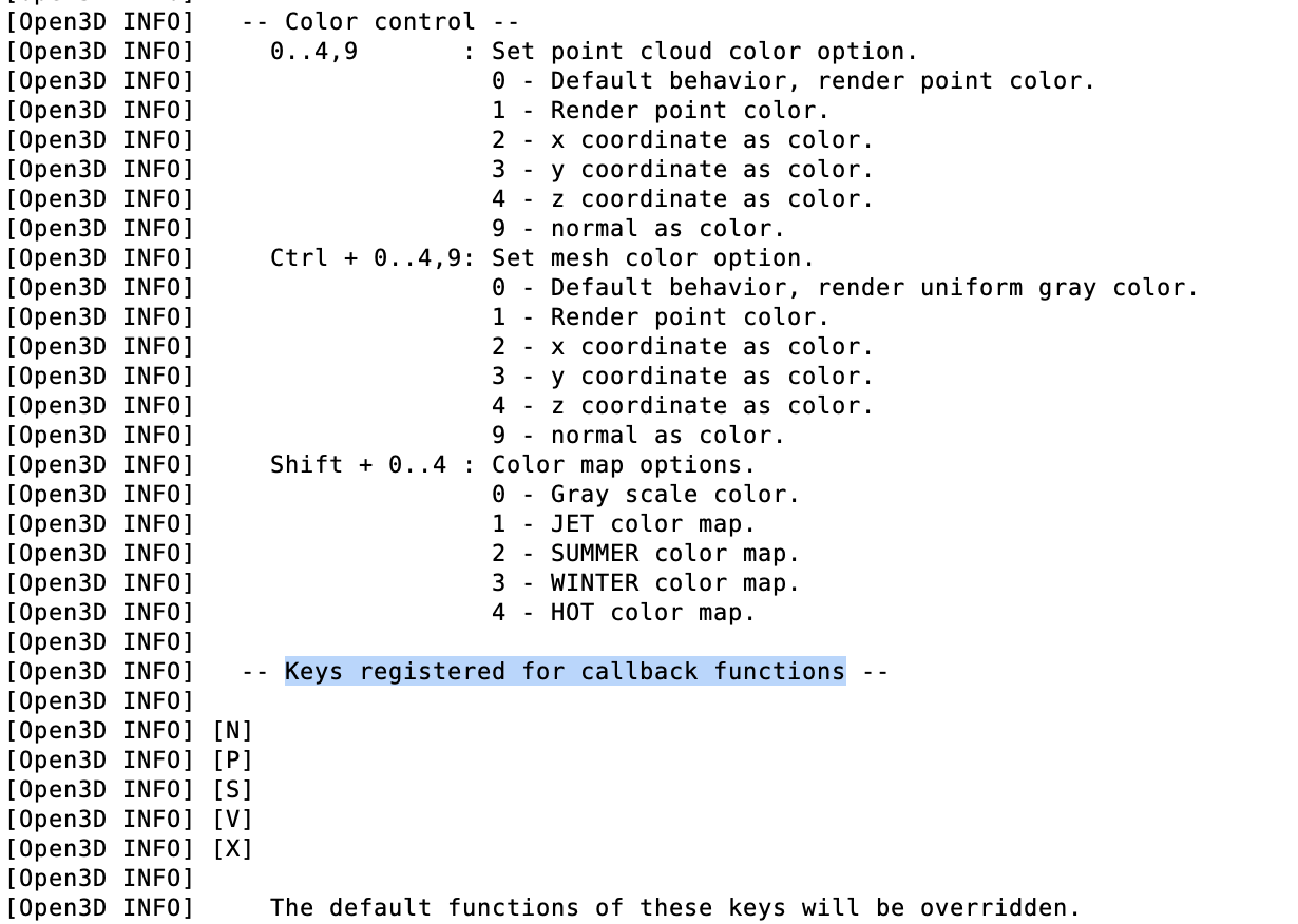 Register brief text with key callback function · Issue #4576 · isl-org/Open3D · GitHub