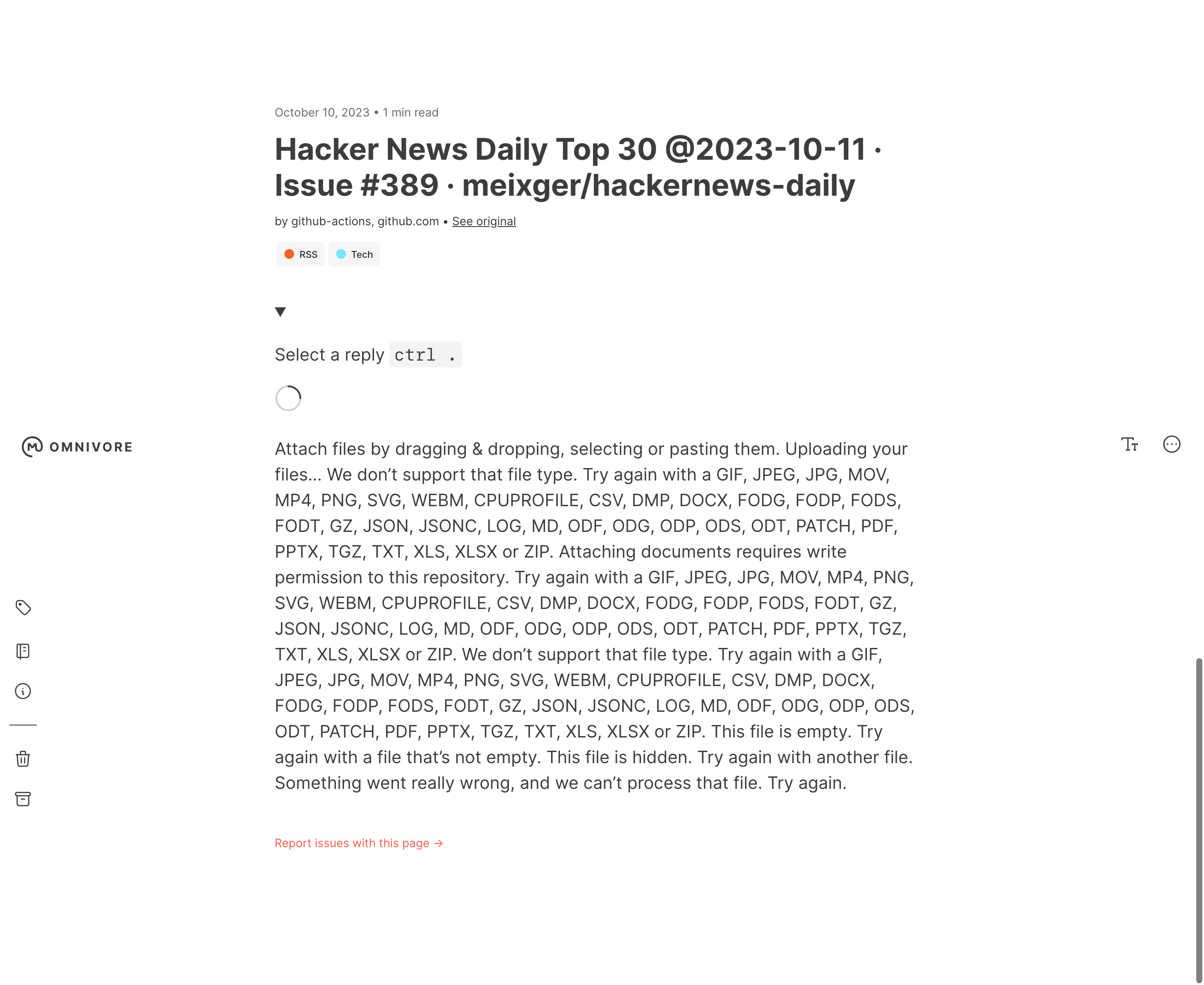 Github Issues Are Not Rendered Correctly Via Rss Or Browser Extension · Issue 2910 · Omnivore 8188