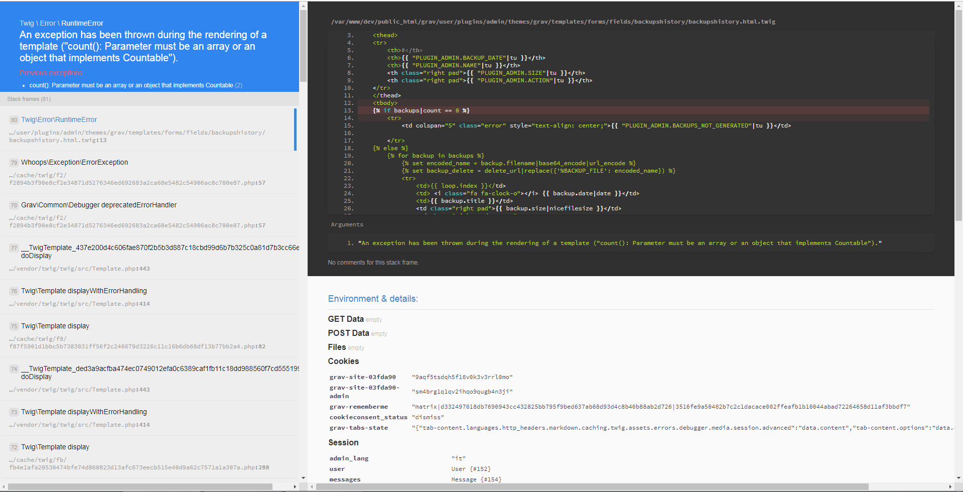 PHP 7.3 admin/config/backups exception · Issue #1679 · getgrav/grav ...