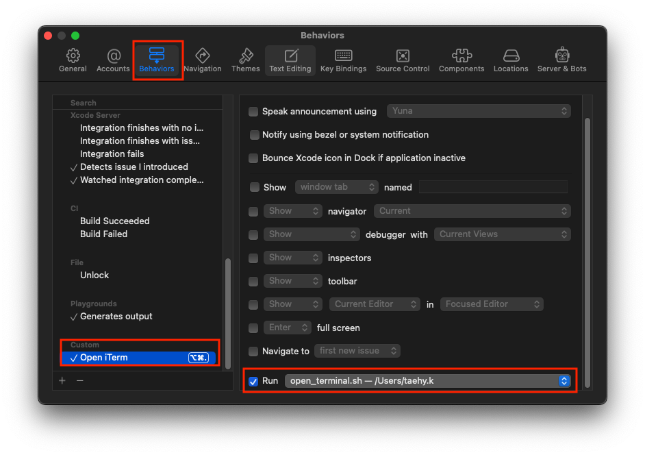 [Xcode] 프로젝트 디렉터리 경로로 터미널 바로 열기 · Issue #70 · Taehyeon-Kim/Blog · GitHub