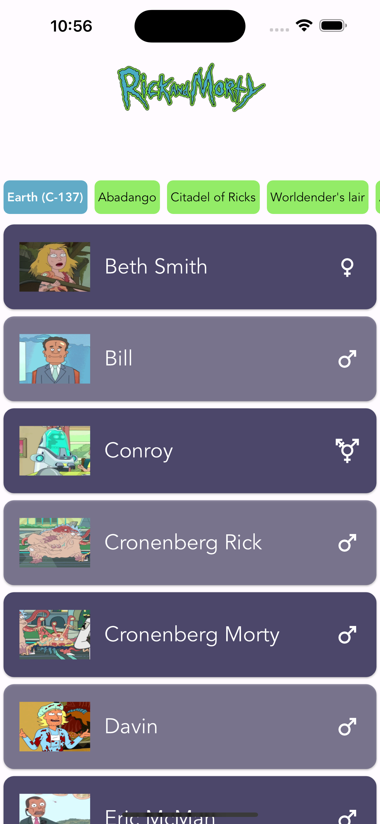 GitHub - gokcensolmaz/rick-and-morty-app