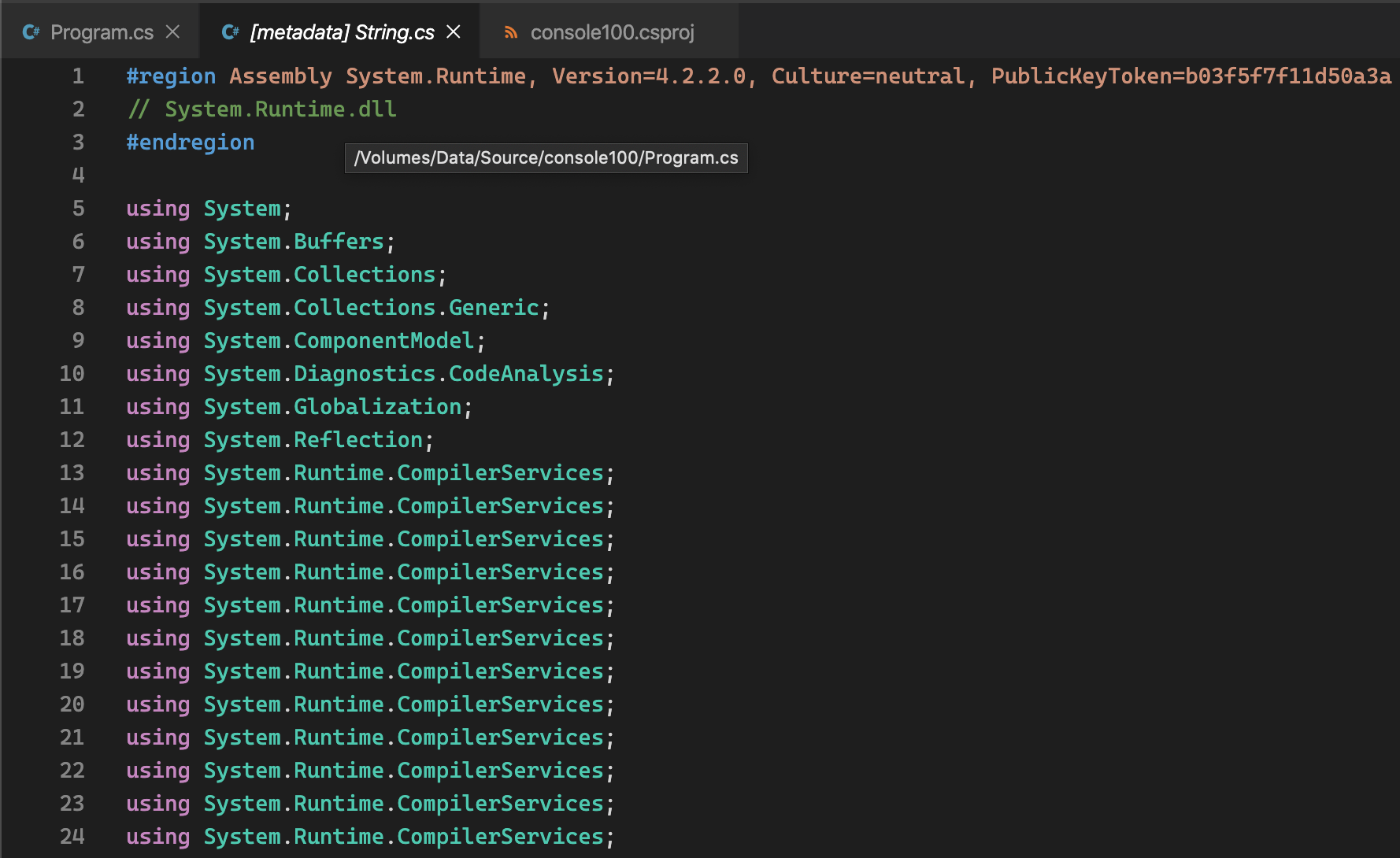 Duplicate using directives in Metadata as source · Issue #1793 · OmniSharp/omnisharp-roslyn · GitHub